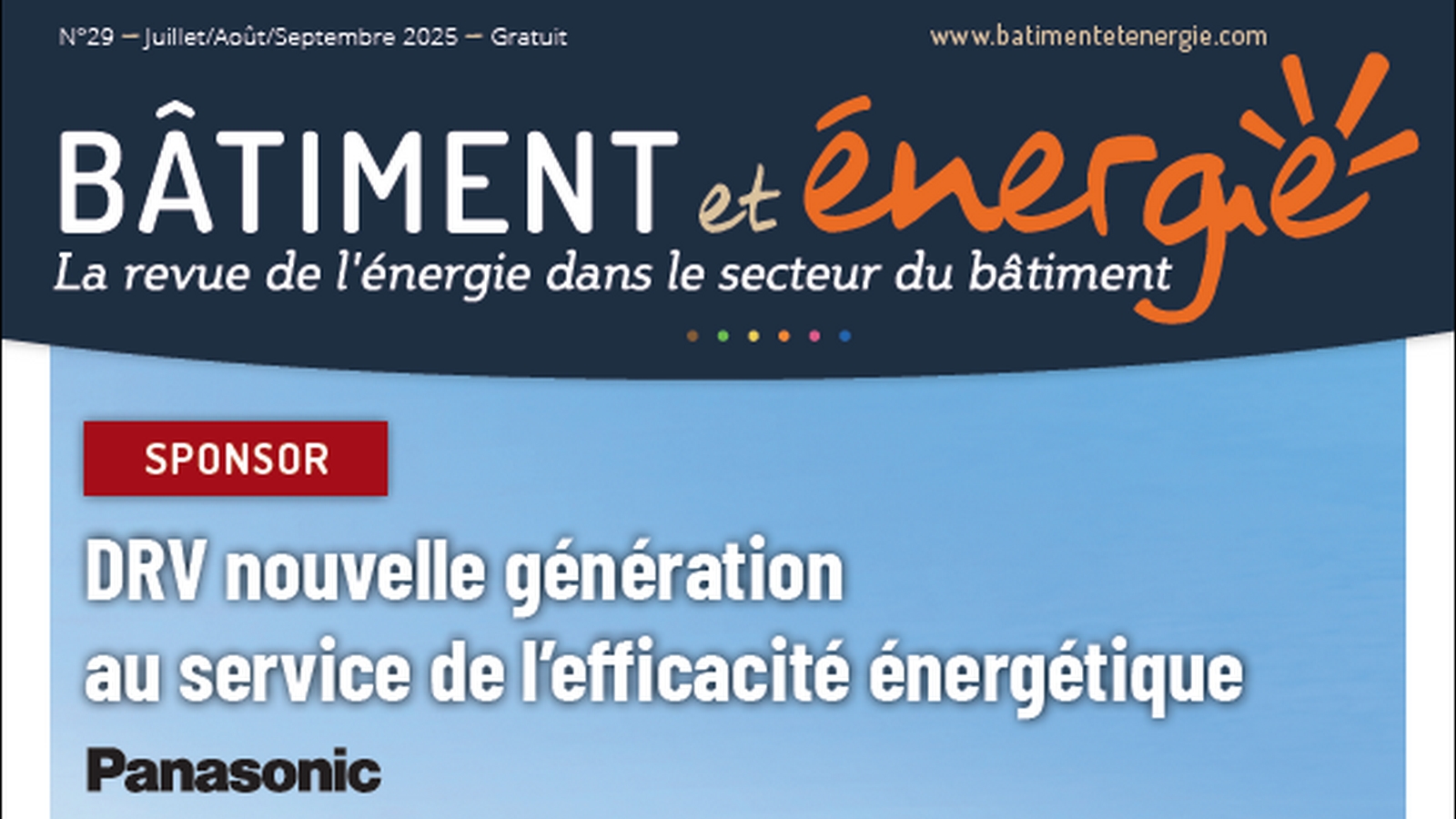 Bâtiment et Énergie N°29 : DRV Panasonic, Zeplug & ChargeGuru